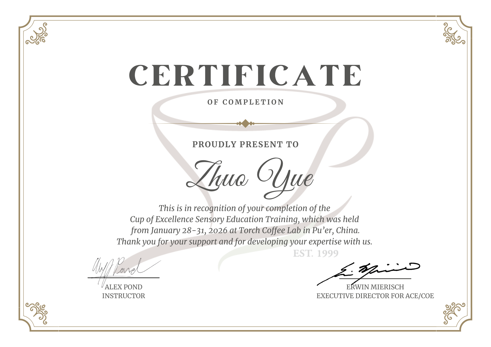 SET Course – TORCH COFFEE LAB – PU’ER – CHINA (JANUARY 28-31, 2026 ...